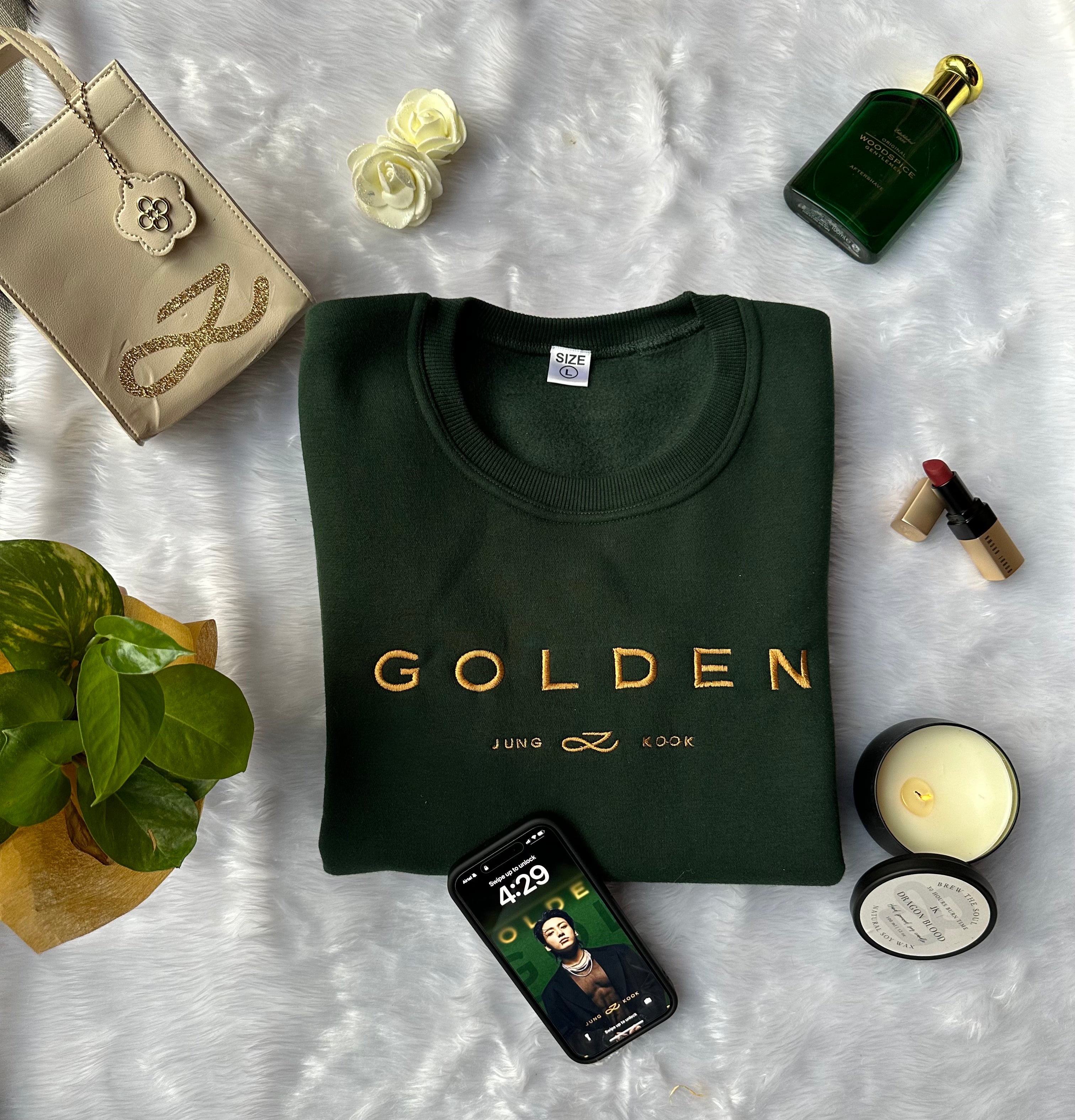 BUY JK Golden Embroidered Sweatshirt | BTS | India – Brewthesoul